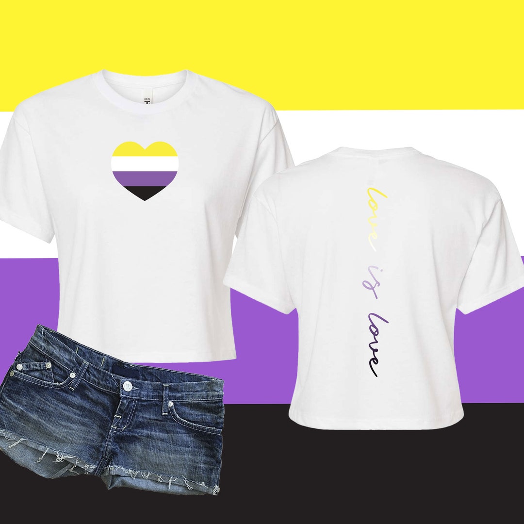Non-binary Heart Pride Flag Crop Top, Women's Light-weight Love Wins ...