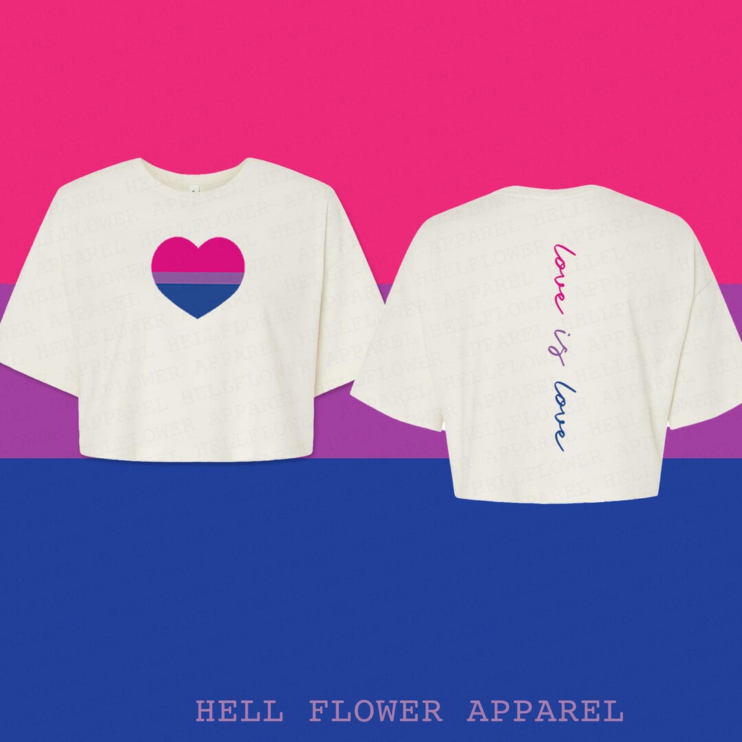 Bi Rainbow Pride Crop Tee, Bisexual Heart Flag, Love is Love Parade Top ...