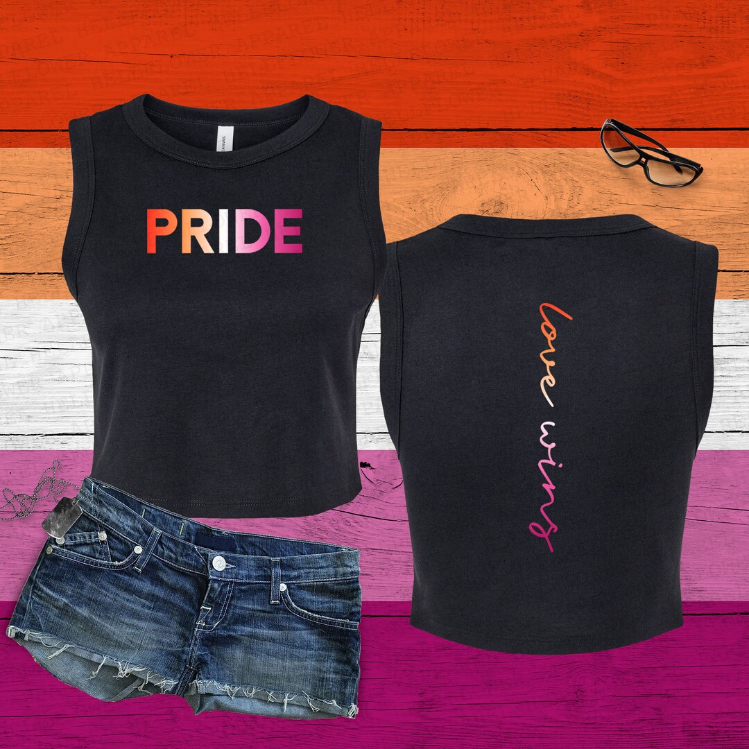 Lesbian Pride Crop Muscle Tank, LGBT Love is Love Top, Aesthetic ...