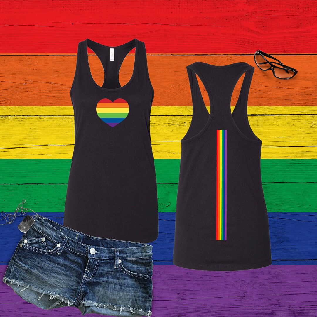 Gay Pride Flag Jersey Racerback Tank Top Rainbow Flag Tank Gay Pride