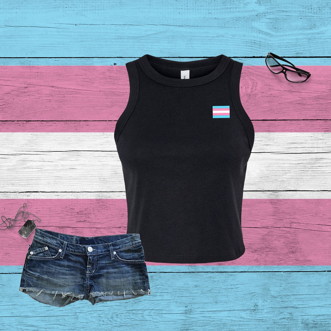 Transgender Minimalist Flag Micro Rib Racer Tank, Summer Pride Trans ...