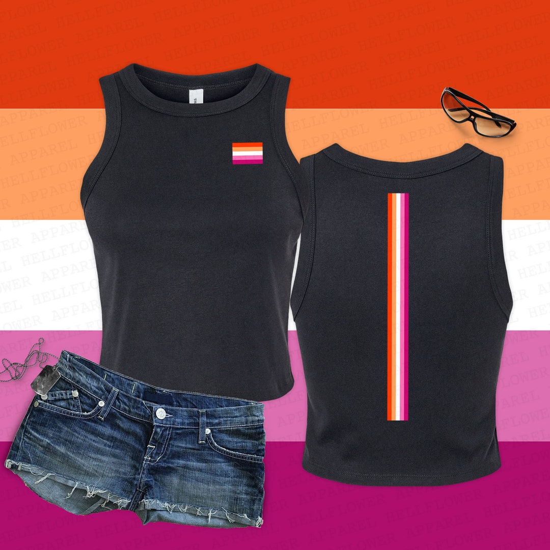 Lesbian Pride Flag Micro Rib Racer Tank Love Is Love Racerback Tank