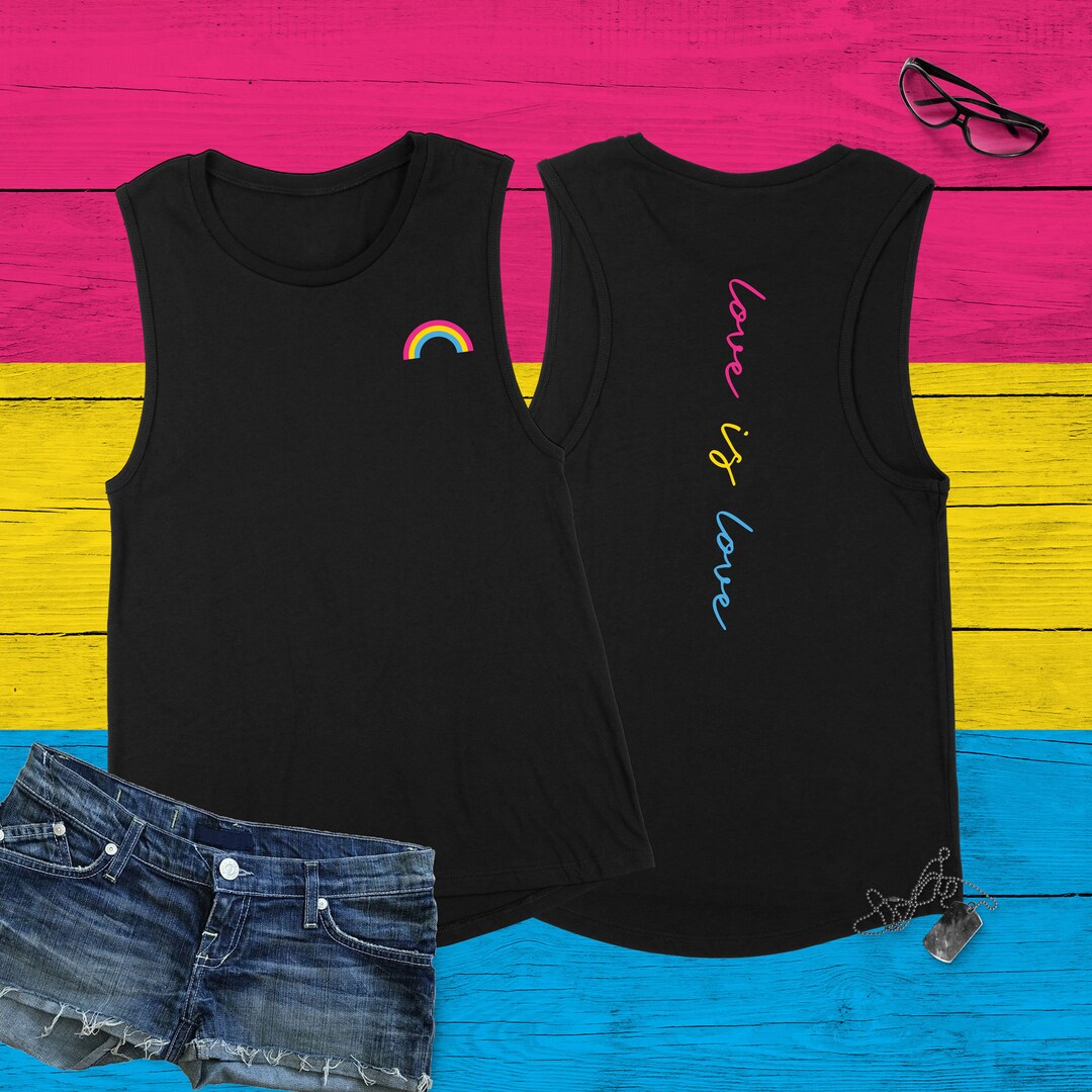 Pan Rainbow Pride Muscle Tank, Love is Love, Women's Pansexual Parade ...