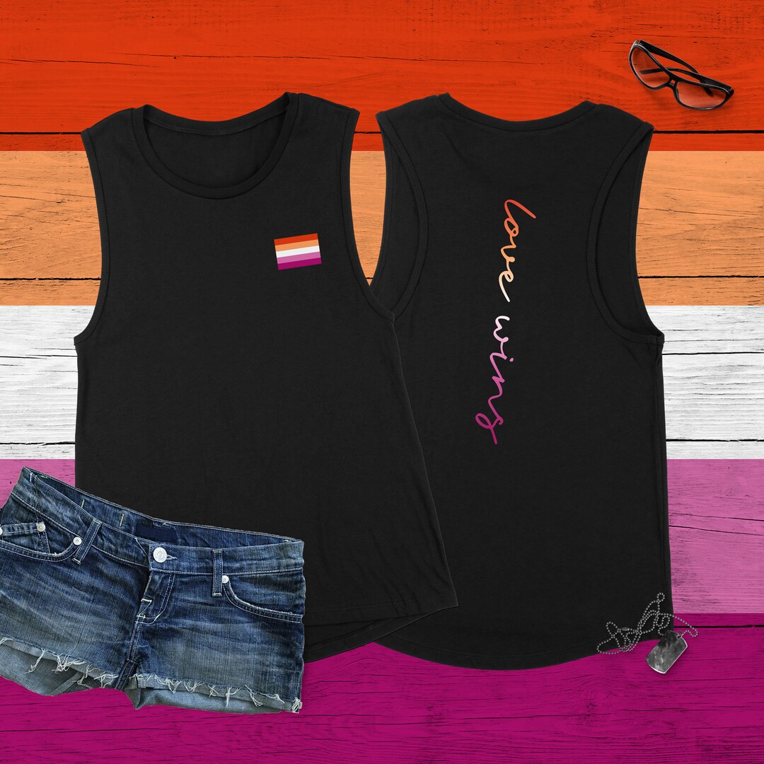 LGBT Pride Flag Jersey Muscle Tank Top, Lesbian Pride, LGBT Muscle Tank ...