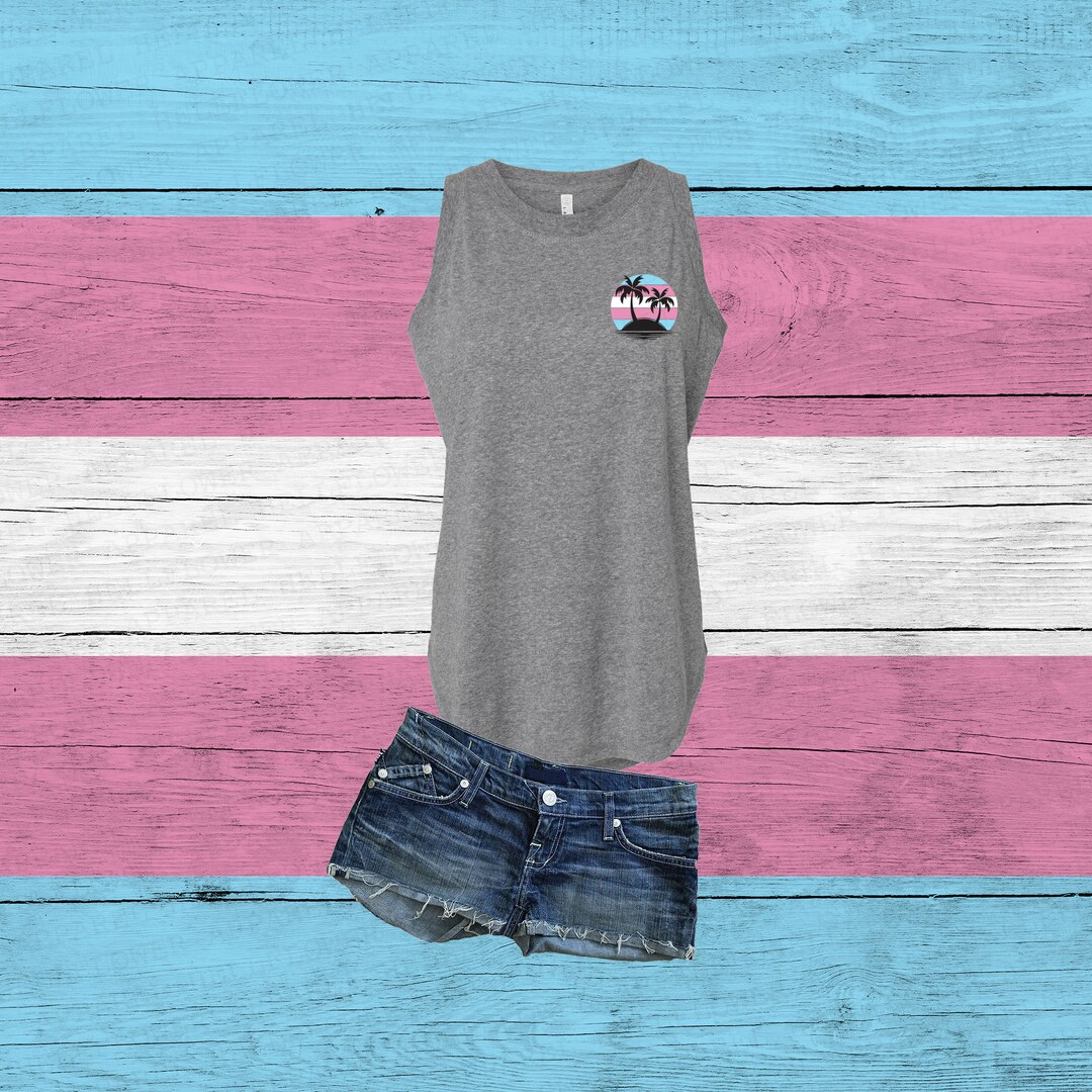 Transgender Tropical Beach Relaxed Fine Jersey Tank, Women's Trans ...