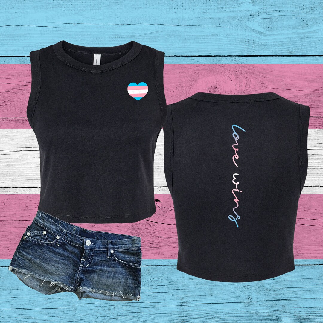 Transgender Heart Micro Rib Crop Muscle Tank, Summer Love is Love ...