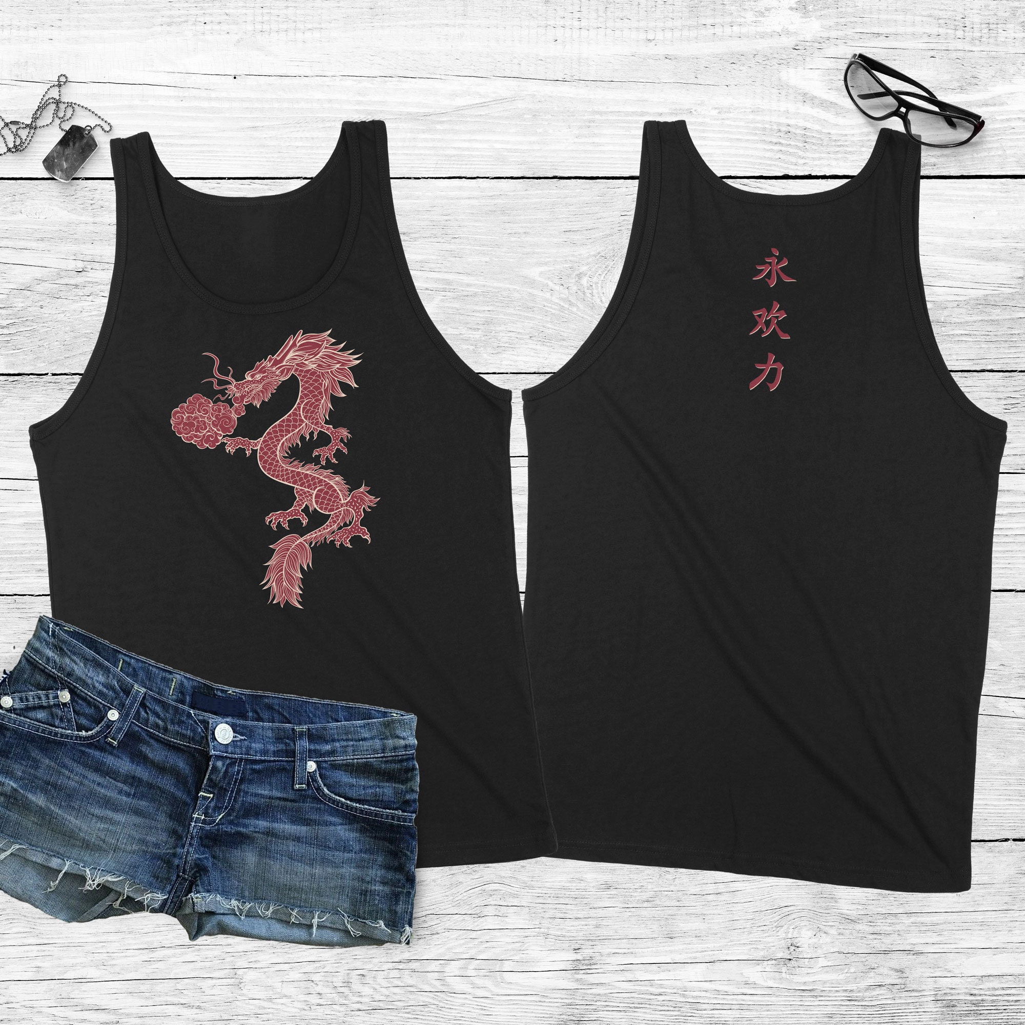 Japanese Aesthetic Dragon Tank Top Aesthetic Unisex Tank | Etsy