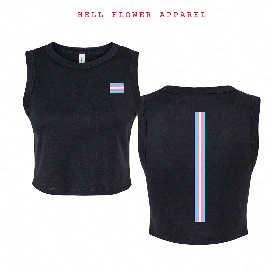 Trans Pride Flag Crop Tank, Micro Ribbed, Parade Stretch Fit Baby Tee ...