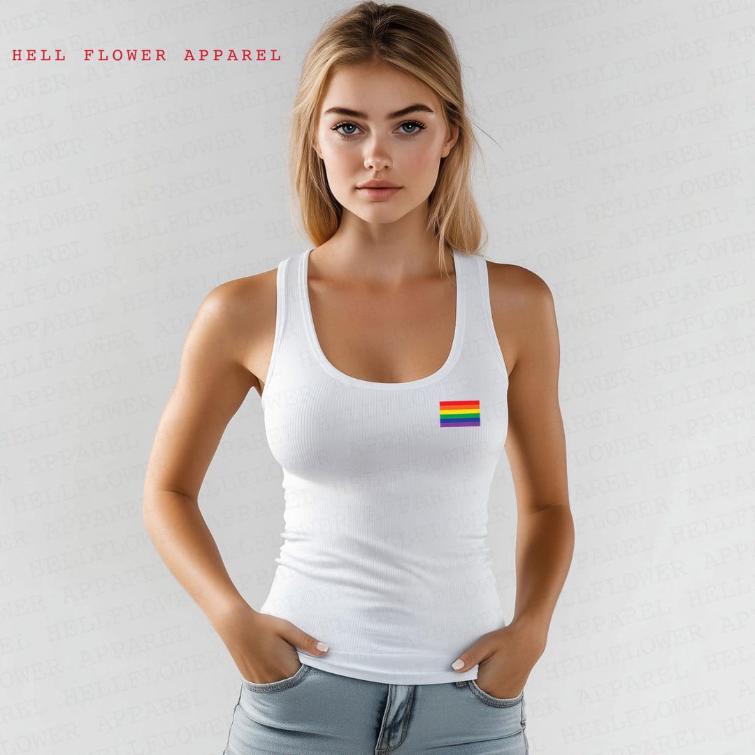LGBTQ Pride Flag Slim Fit Micro Ribbed Tank, Women's Full Length Summer ...