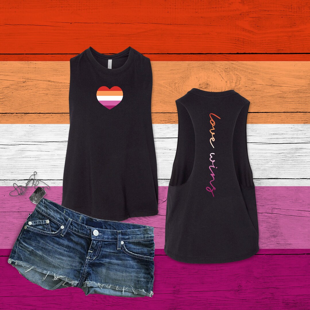 Lesbian Pride Heart Racerback Crop Tank Love Is Love Top Love Wins