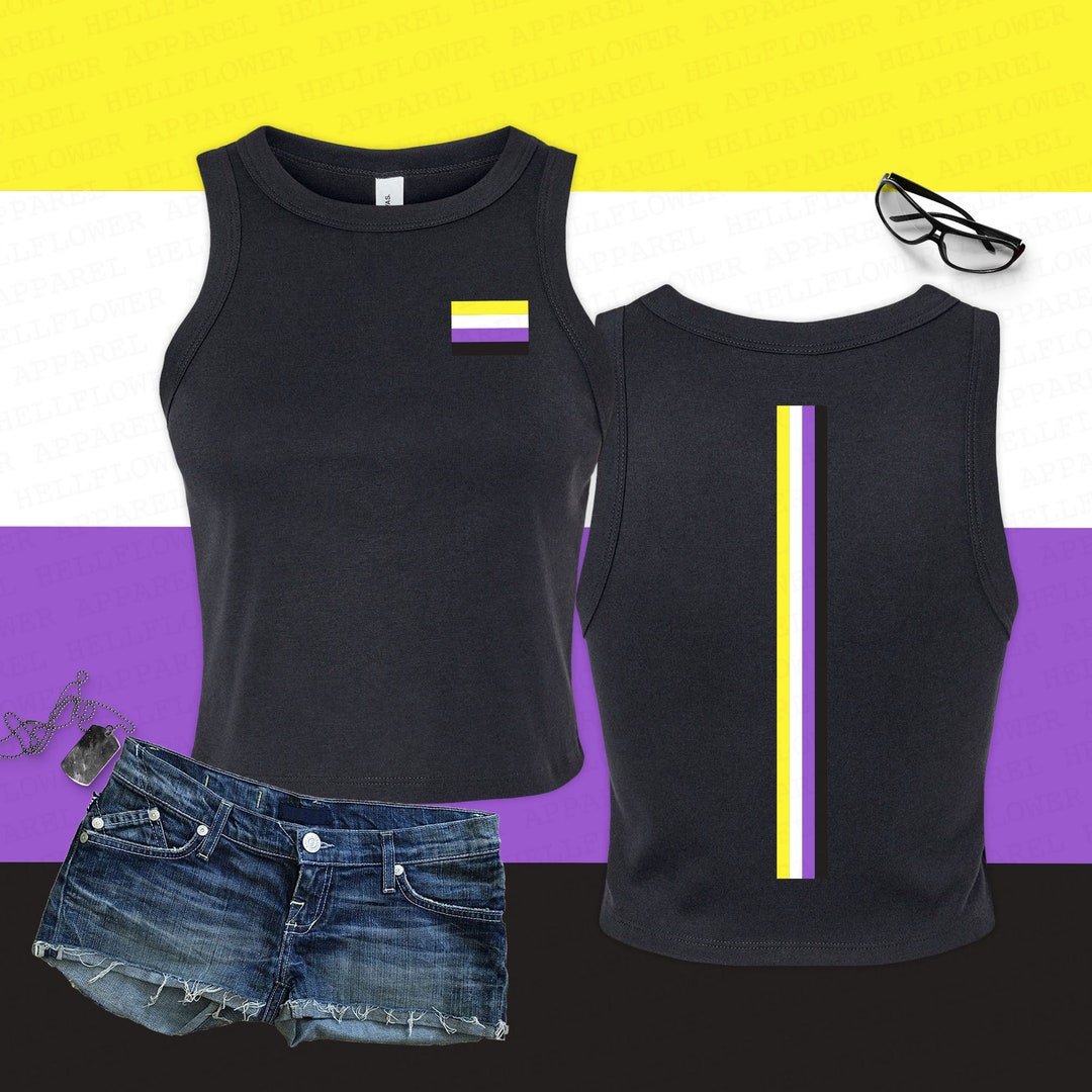 Non-binary Pride Flag Racer Tank, Stretch-fit Baby Tee, Summer Parade ...
