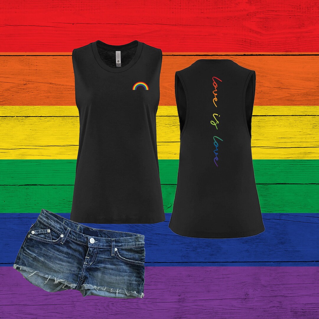 Gay Pride Rainbow Muscle Tank, Love is Love, LGBTQ Light-weight Ultra ...