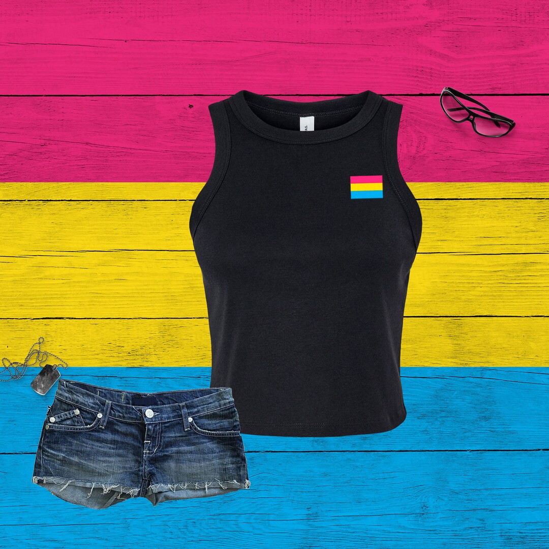 Pansexual Minimalist Flag Micro Rib Racer Tank, Summer Pan Pride Top ...