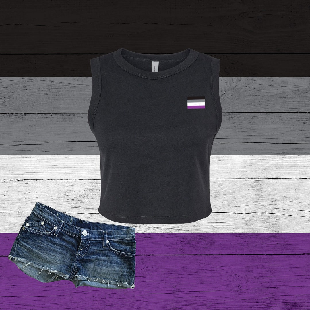 Asexual Parade Pride Flag Micro Rib Crop Muscle Tank, Women's Stretch ...