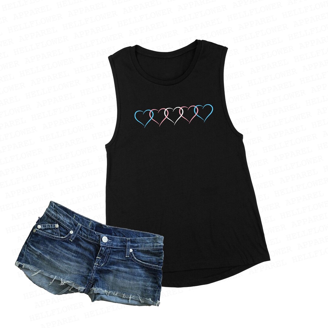 Transgender Pride Hearts Muscle Tank Top, Women's Summer Love Wins Tank ...