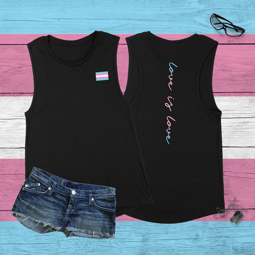 Transgender Pride Flag Jersey Muscle Tank, Parade Top - Etsy