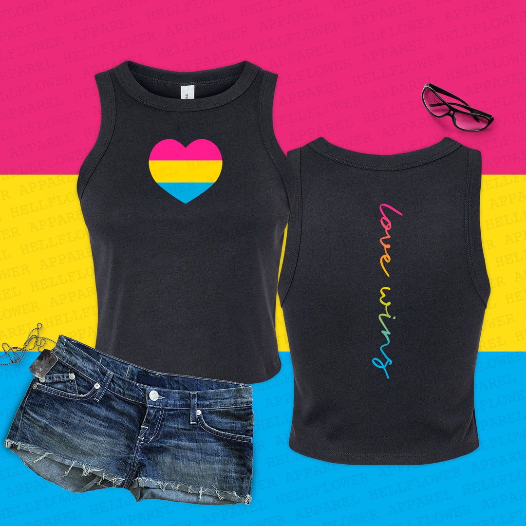 Pan Heart Pride Flag Micro Rib Racer Tank, Love is Love Racerback Tank ...