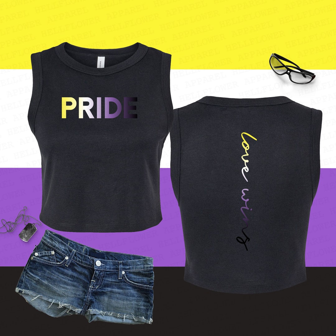 Non-binary Pride Micro Rib Crop Muscle Tank, Subtle Love is Love Soft ...