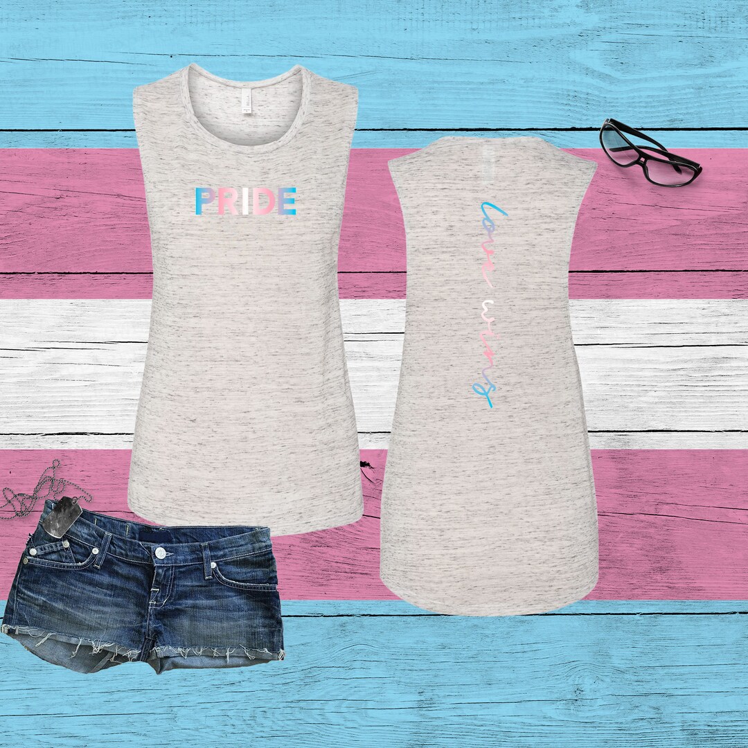 Transgender Pride Flowy Scoop Marble Muscle Tank, Top de verano delgado ...