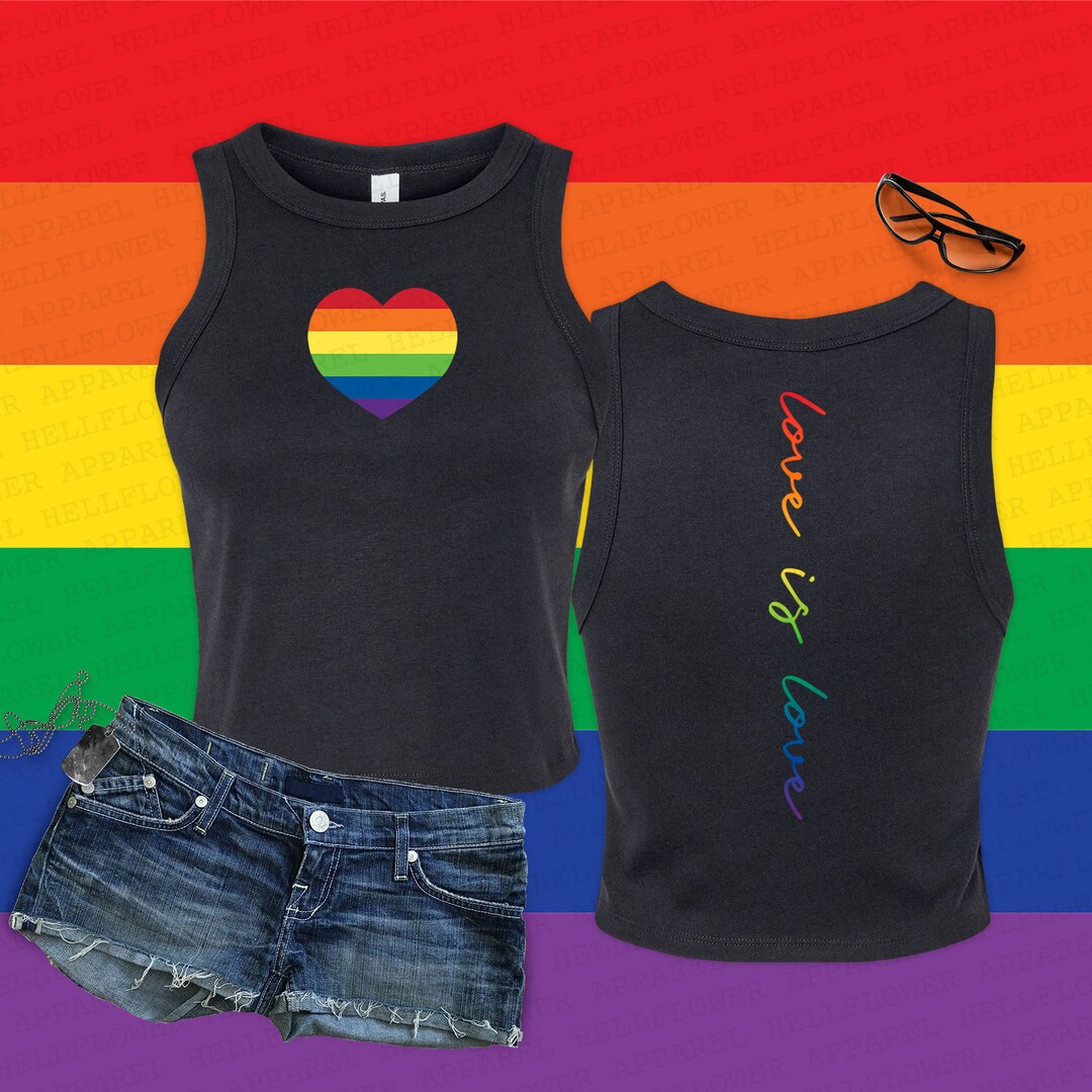 LGBTQ Pride Heart Racerback Tank, Love is Love, Rainbow Parade Colors ...