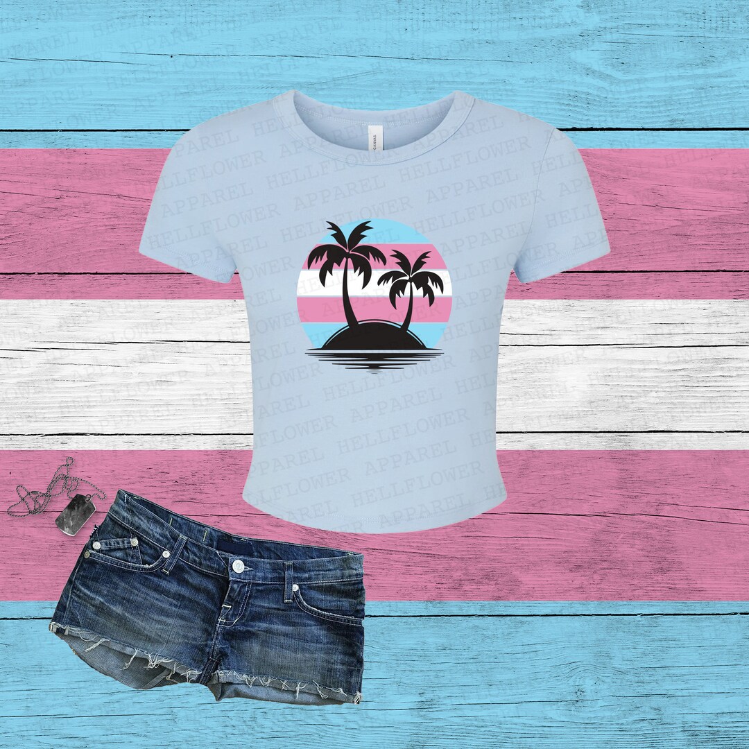 Transgender Island Pride Micro Rib Baby Tee, Tropical Beach Minimalist ...