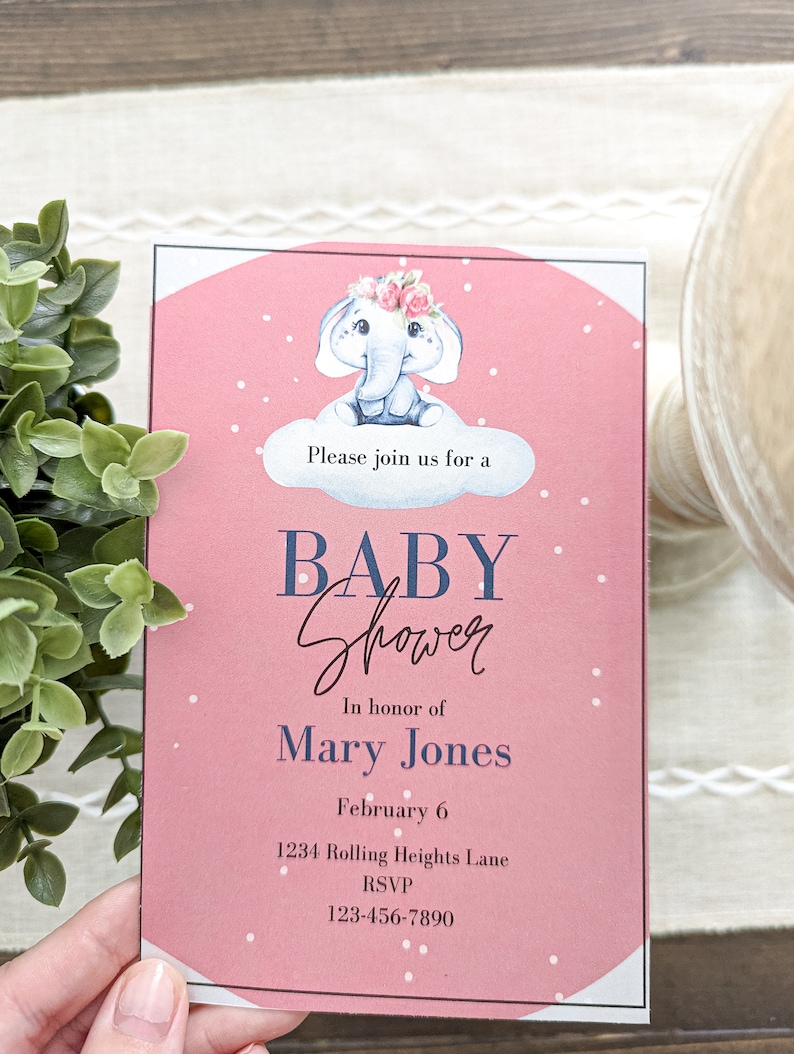 Elephant Baby Shower Template Baby Shower Invitation 5x7 - Etsy