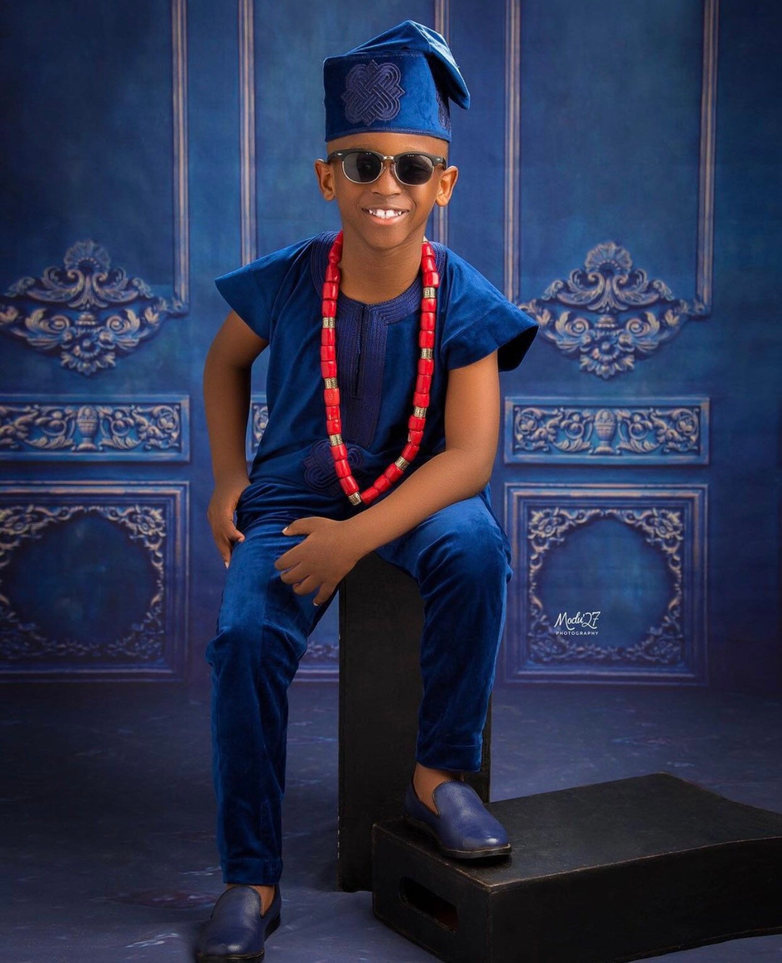 Velvet Agbada 3piece Outfits. Baby Boy Birthday African Clothing ...