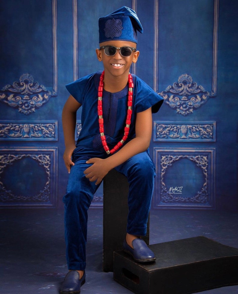 Velvet Agbada 3piece Outfits. Baby Boy Birthday African - Etsy