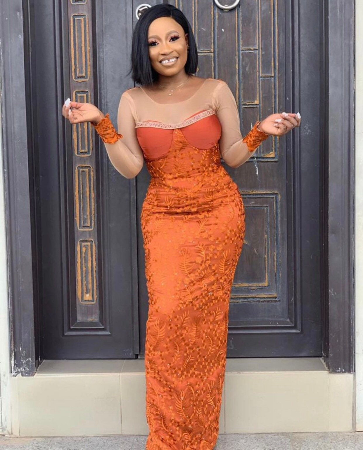 Burnt Orange African Wedding Party Dress. Lace Dress for - Etsy