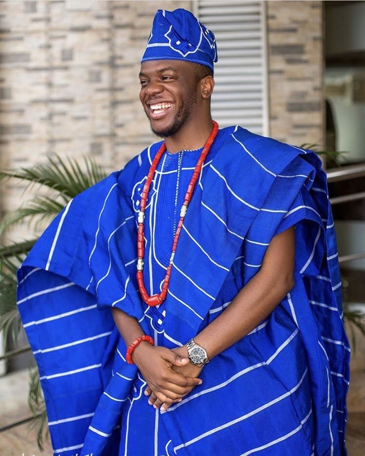 Royal Blue Agbada for Men/blue and White Agbada Asooke/african - Etsy