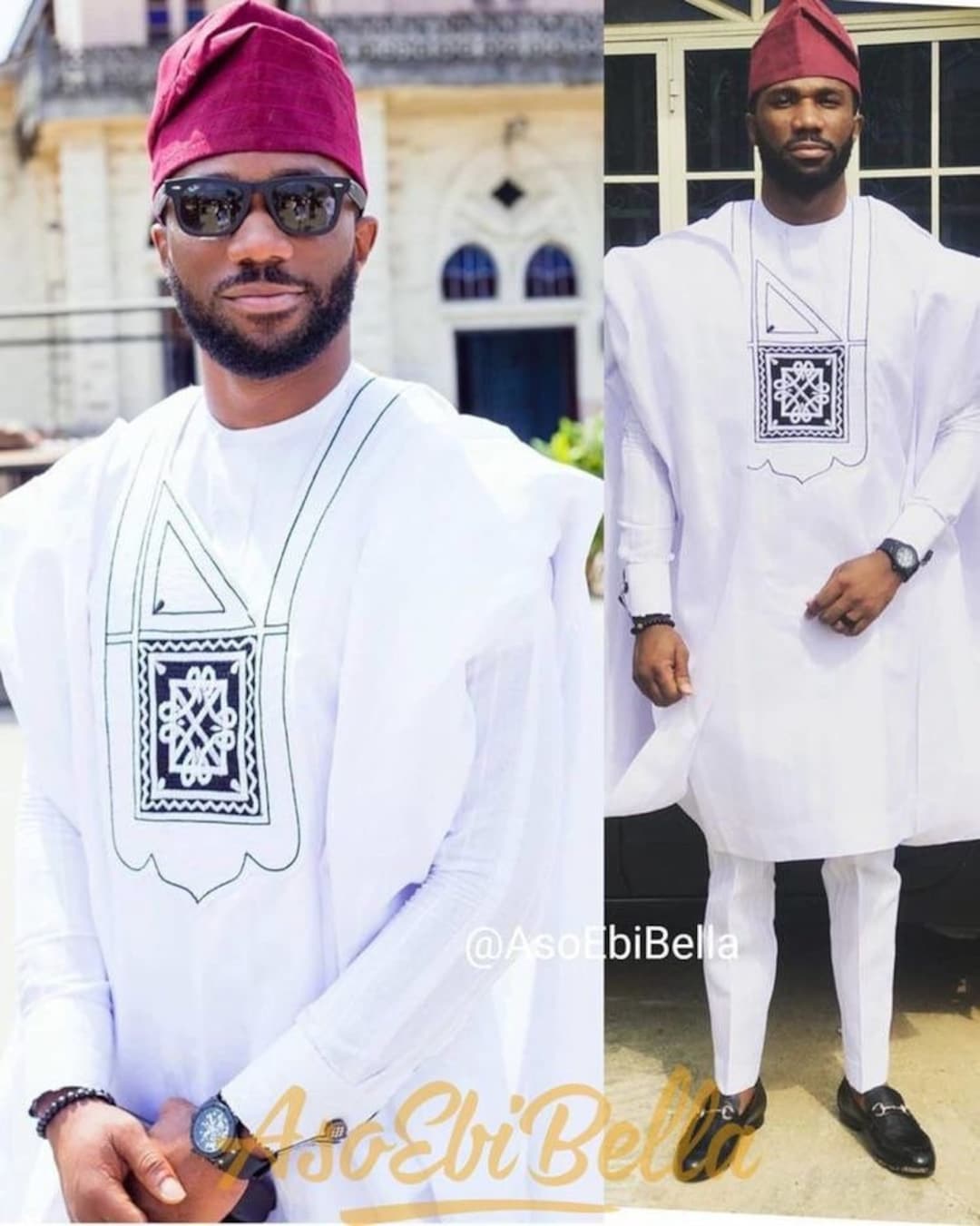 White Agbada and Velvet Cap.white Grandboubou. African Men’s Wear ...