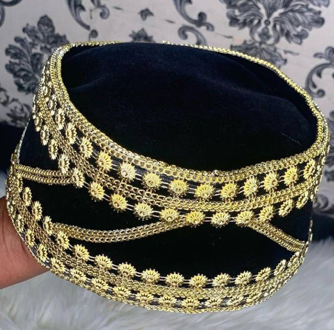 Traditional Cap/wedding Hat/igbo Cap/round Gold Cap/nigerian ...