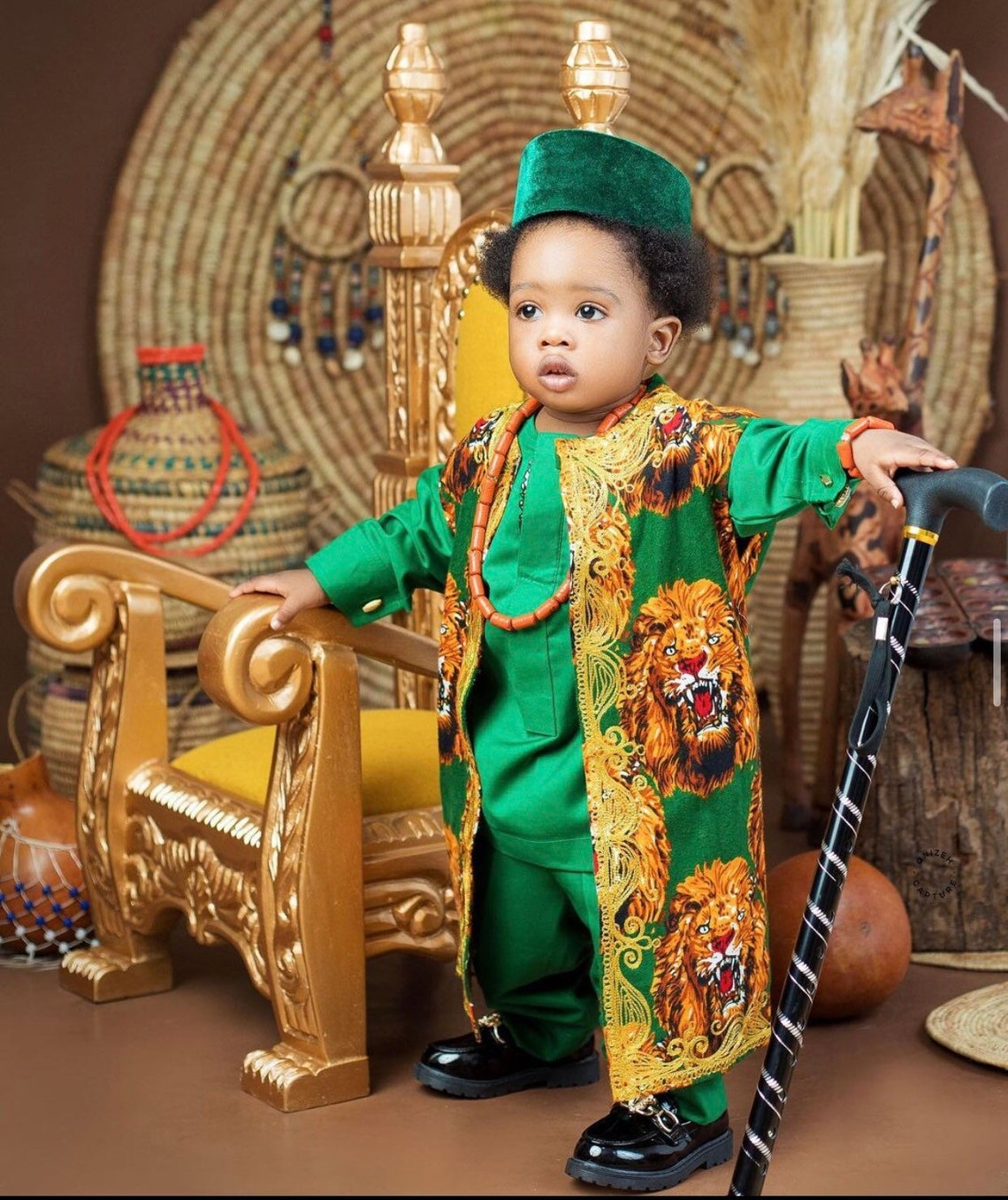 Green Isiagu Outfits for 1st Birthday Boys. Igbo Boys Attire for ...