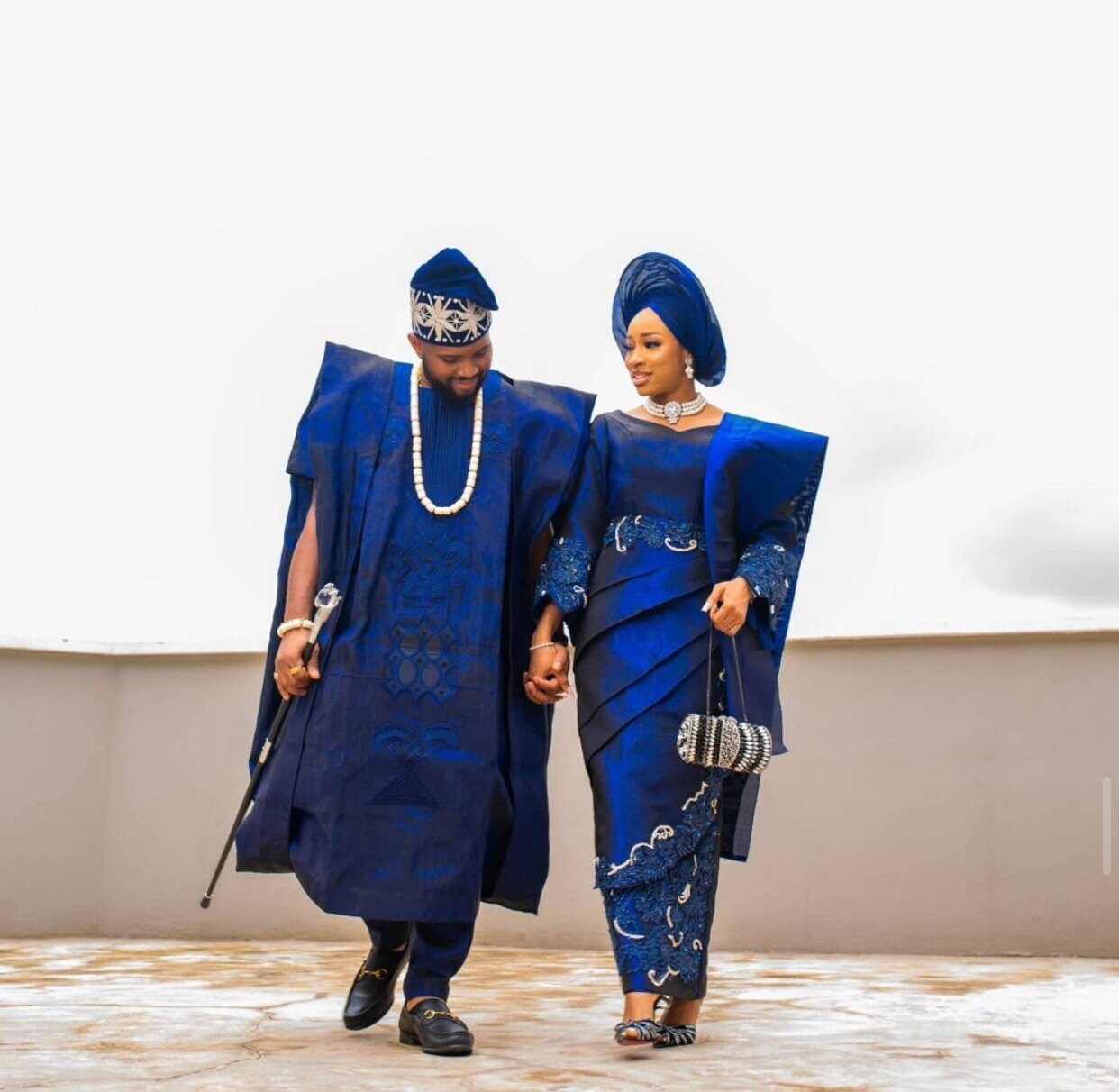 Blue Matching Couple Outfits. Black and Blue Toned Asooke for - Etsy