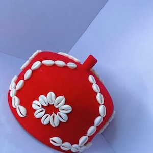 Red Igbo Cap With Cowries. Chief Cap for Men. Nigerian Wedding Hat for ...