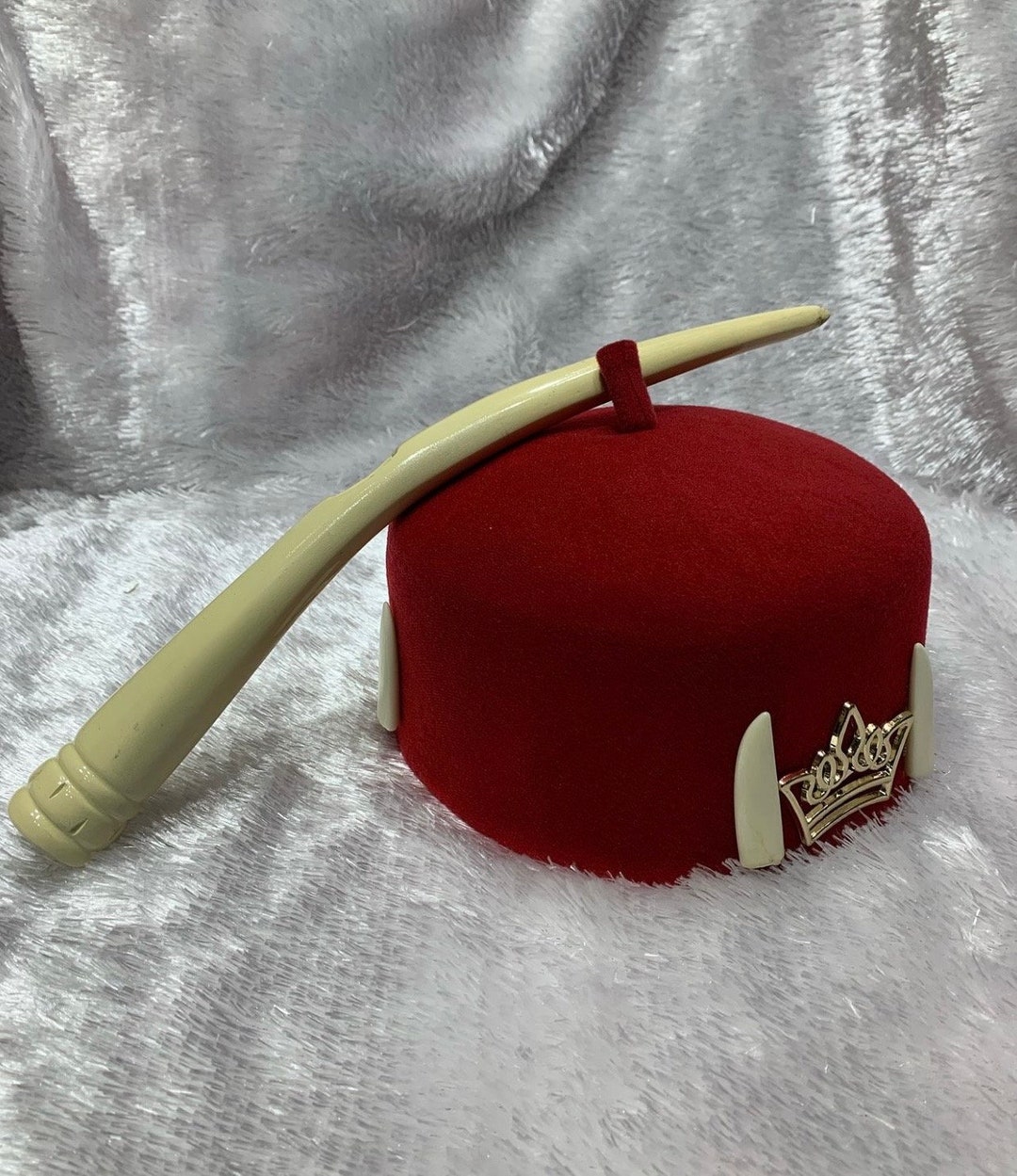 Red Igbo Cap With Cowries and Tusk .chief Cap for Men. Nigerian Wedding ...