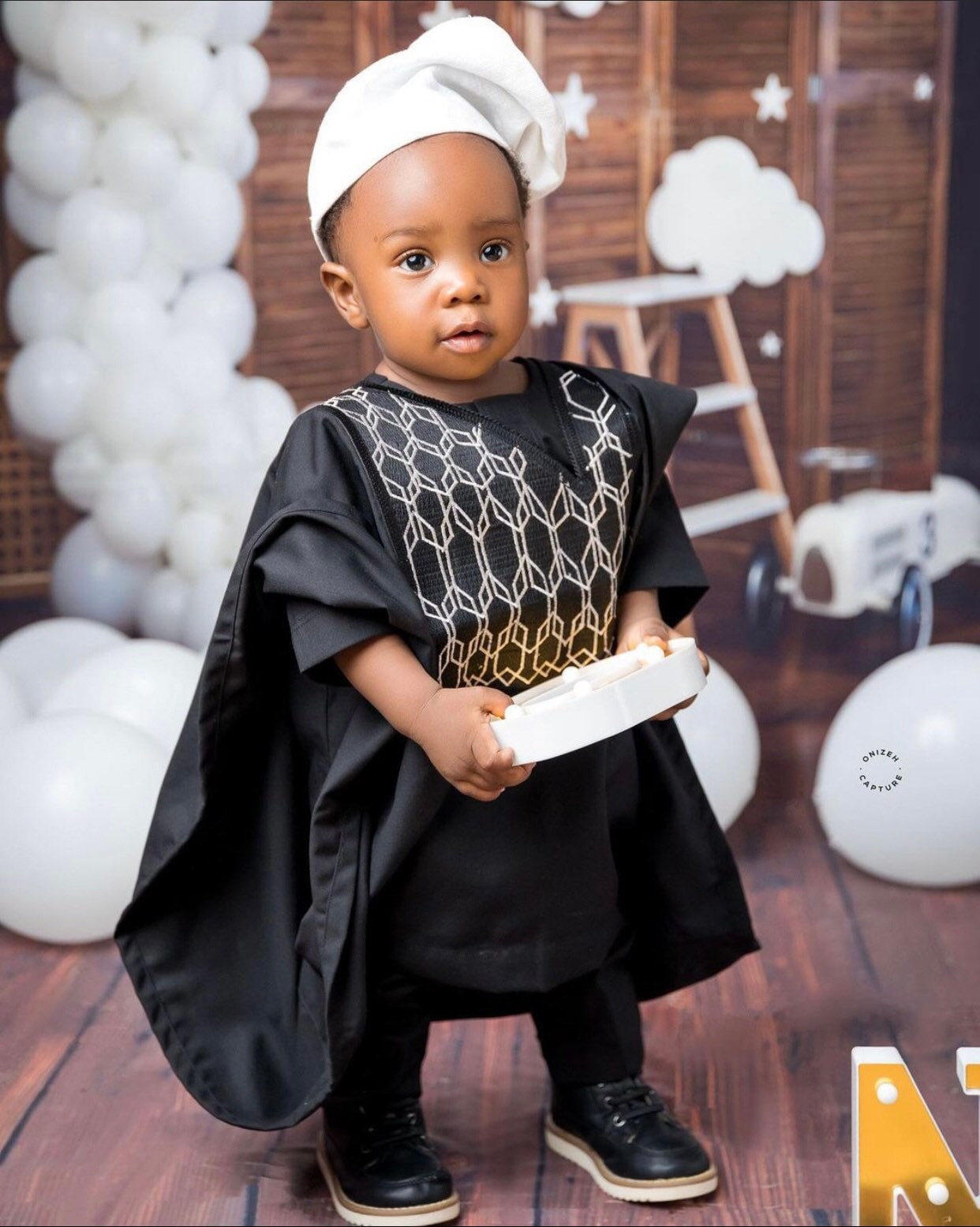 Black Agbada for 1st Birthday. African Kids Wear for Photoshoot ...