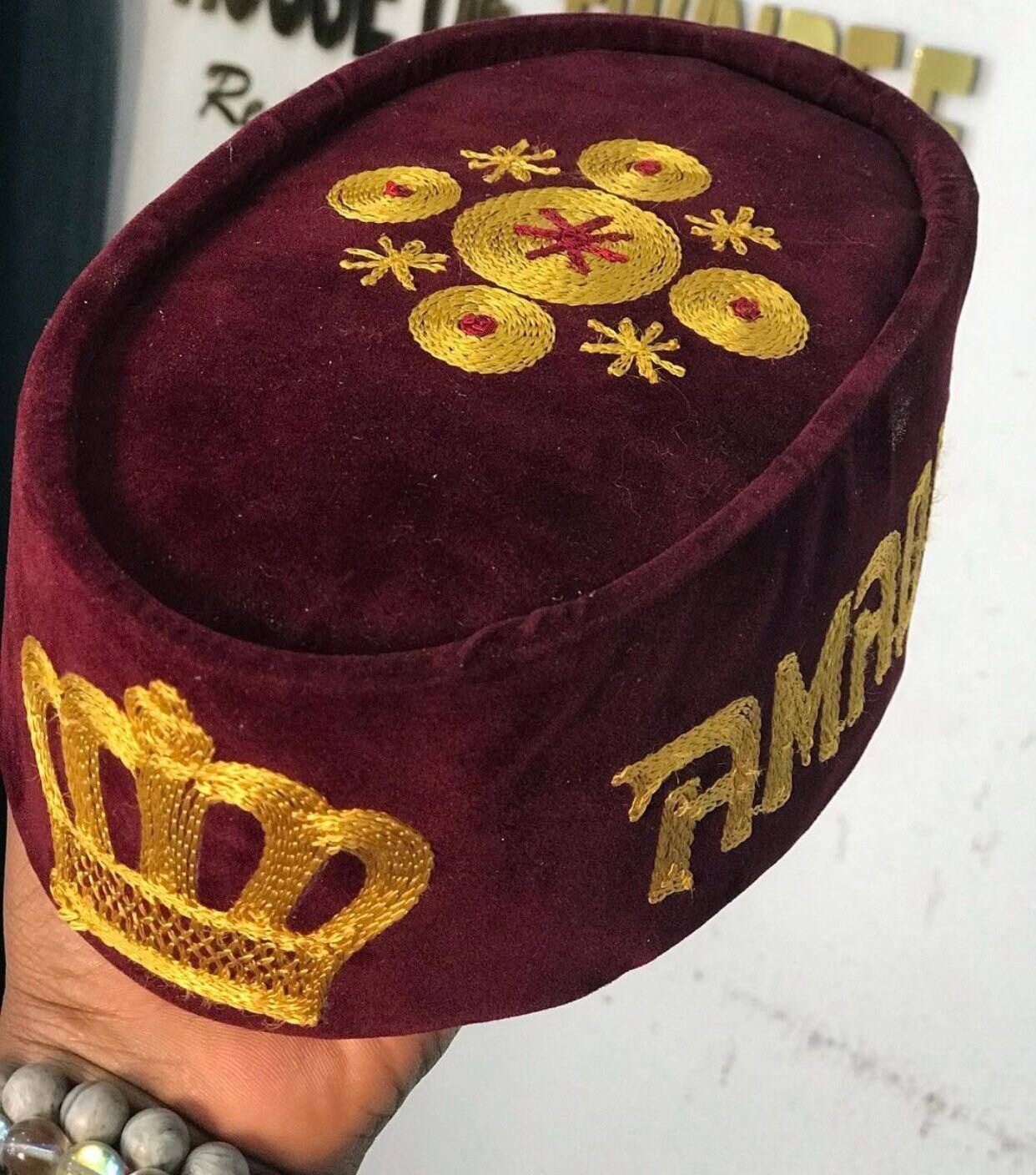 Dark Red Velvet African Cap. Embroidery Hat for Occasion. African ...