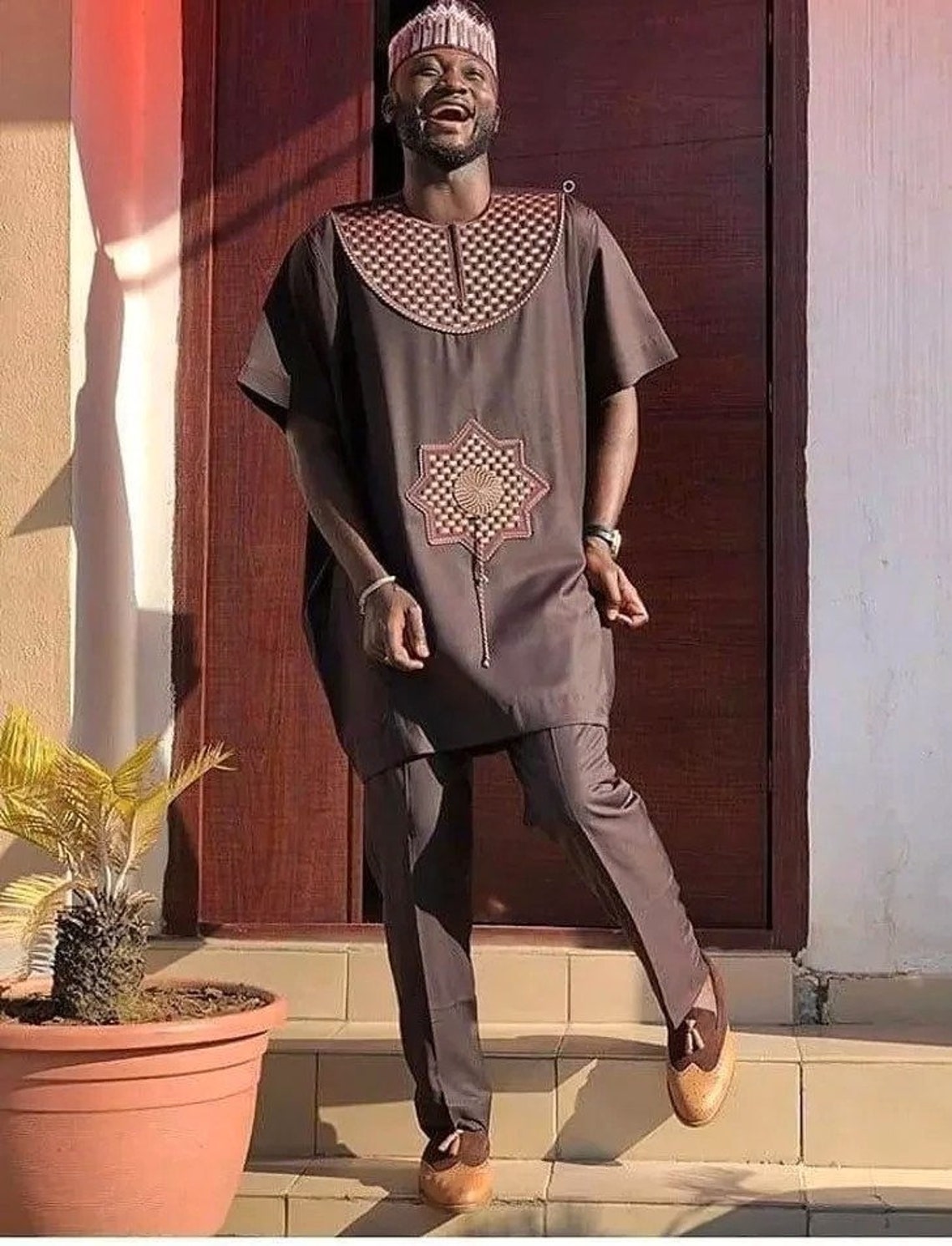 Brown Danshiki Outfits for Men. African Mens Danshiki. Brown - Etsy