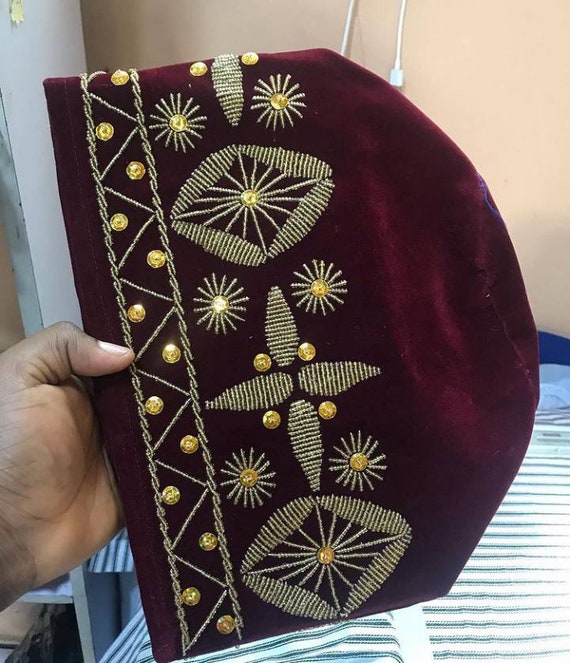 Red Traditional Wedding Cap/wine Red Beaded Caps/african - Etsy