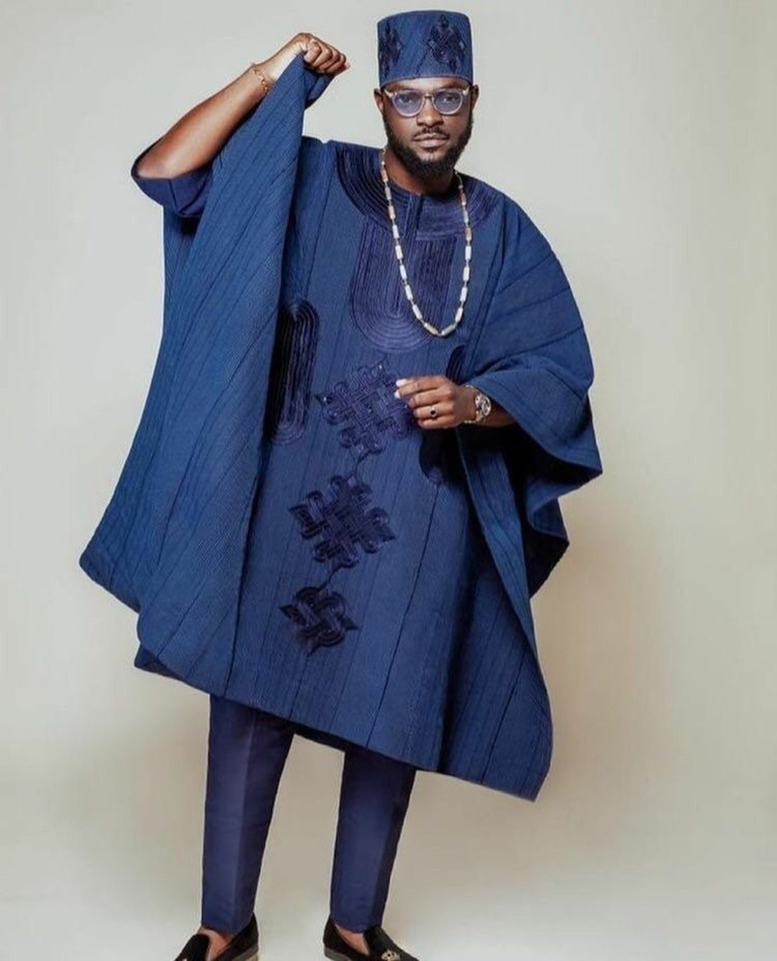 Navyblue Asooke Attire/etu Asooke/yoruba Outfit/nigerian - Etsy