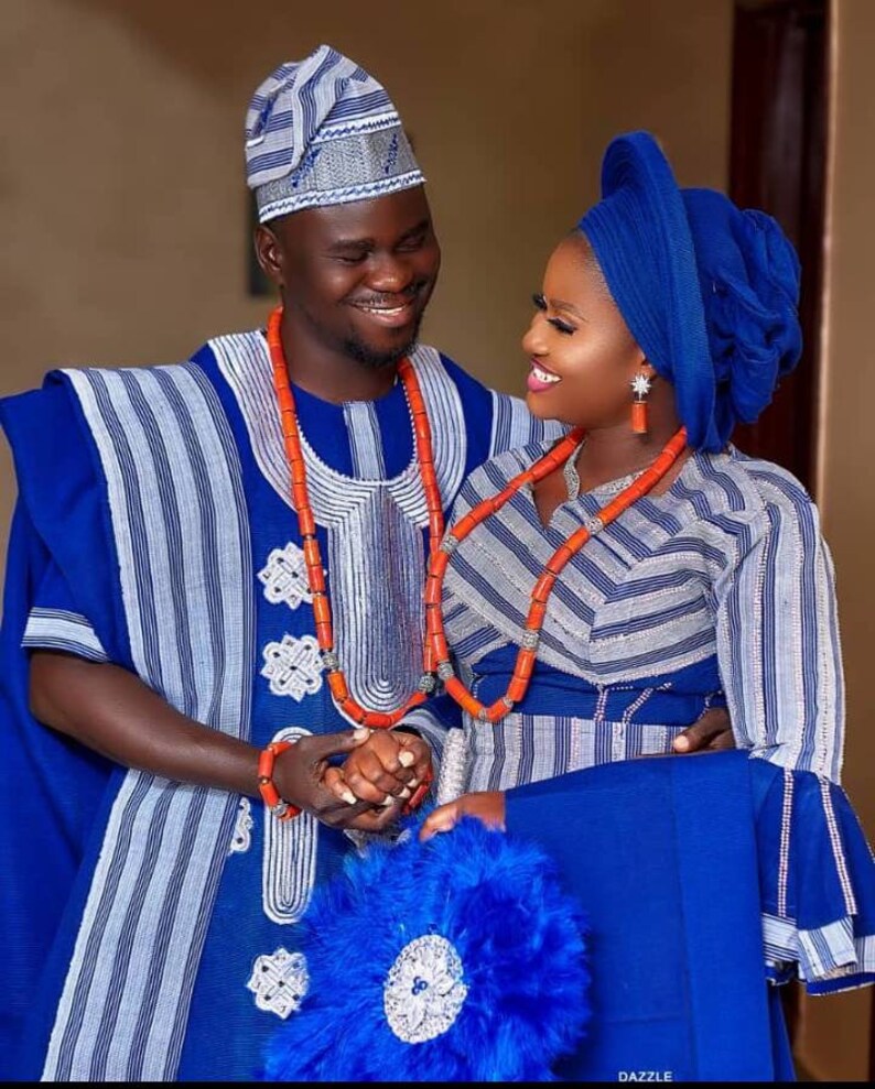 Mixed Royal Blue Couple Asooke /african Couple Matching - Etsy