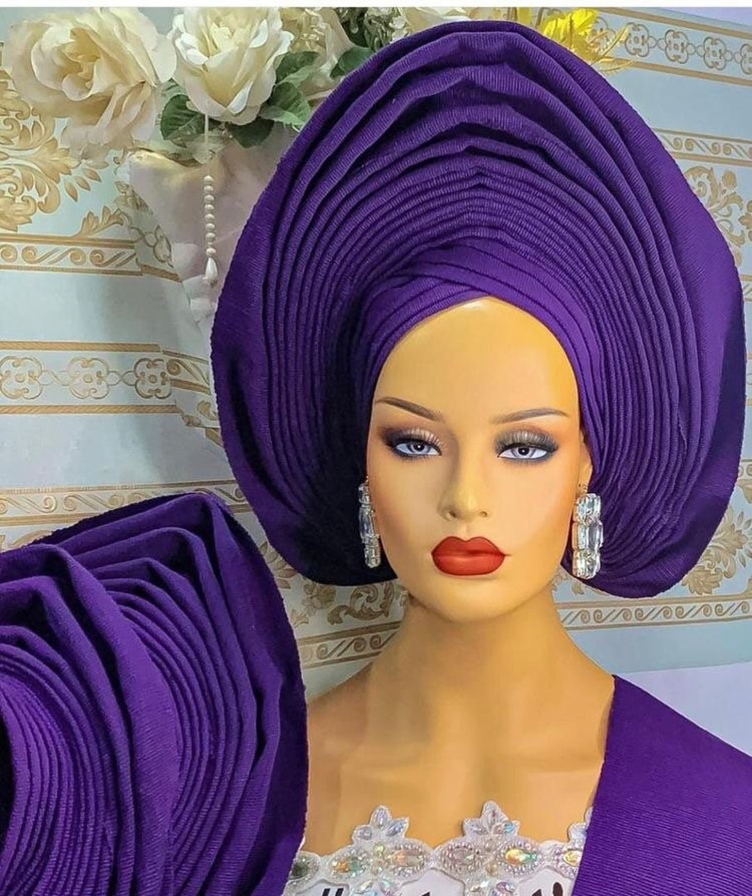 Purple Arc Pre-tied Asooke Autogele. African Traditional Wedding ...