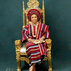 Yoruba Traditional Attire. 40th Birthday Attire for Women. Red Asooke ...