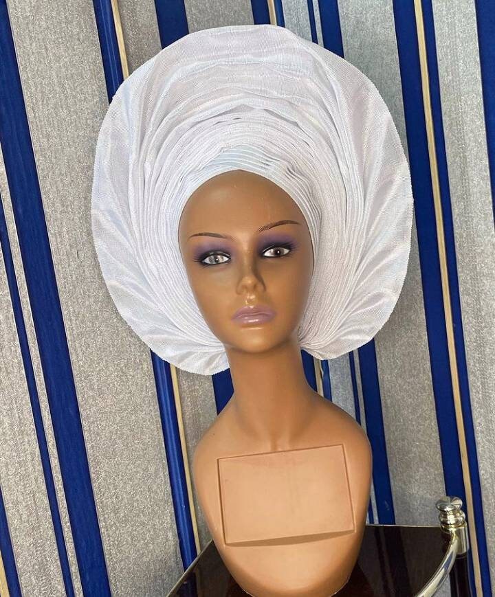 Classic Autogele Design/ready to Wear Gele/white Autogele Asooke/latest ...