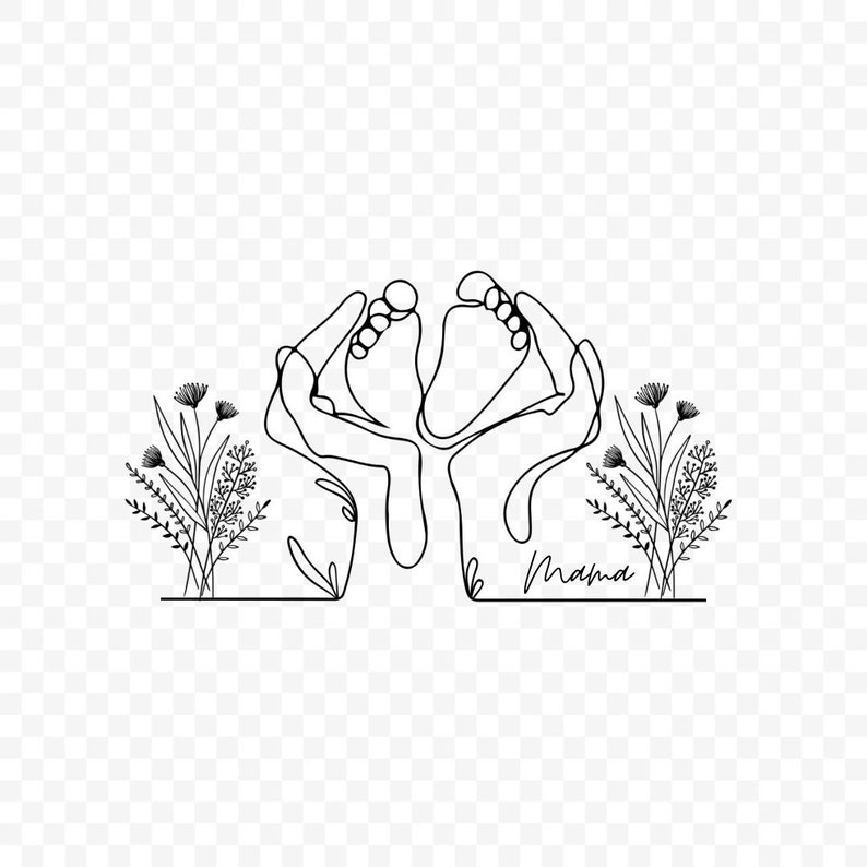 Mama Minimalist Floral Line Art SVG File Mama Digital - Etsy