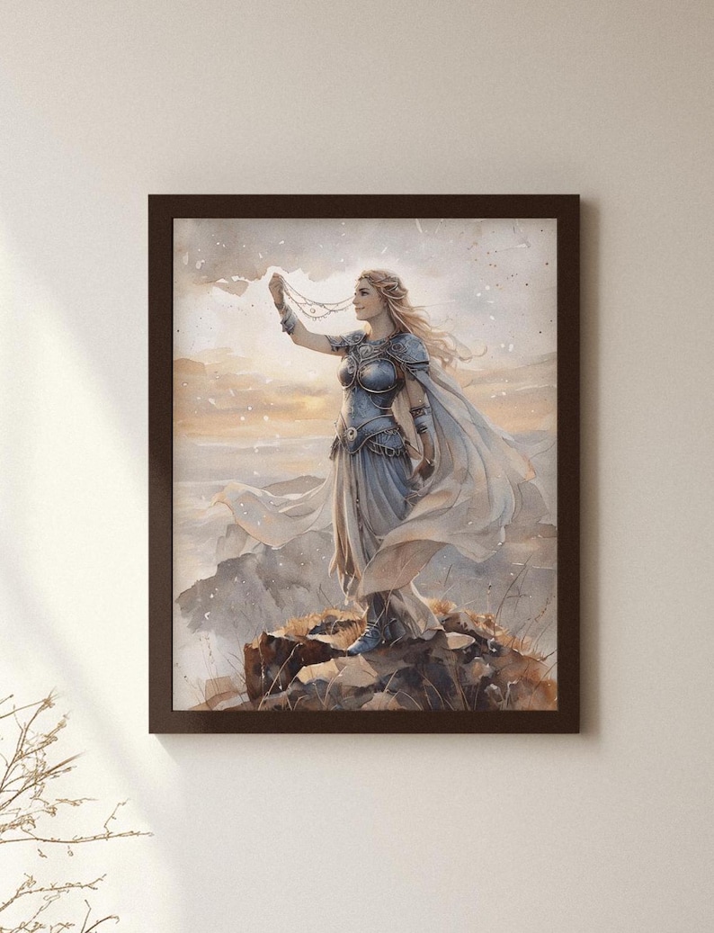 Norse Deity Freya Poster, Mythology Wall Art, Viking Decor, Norse God Art, Thor Illustration ...