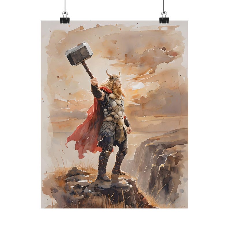 Norse Deity Thor Poster, Mythology Wall Art, Viking Decor, Norse God ...