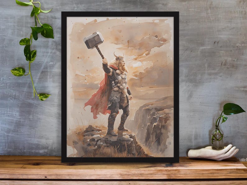 Norse Deity Thor Poster, Mythology Wall Art, Viking Decor, Norse God ...