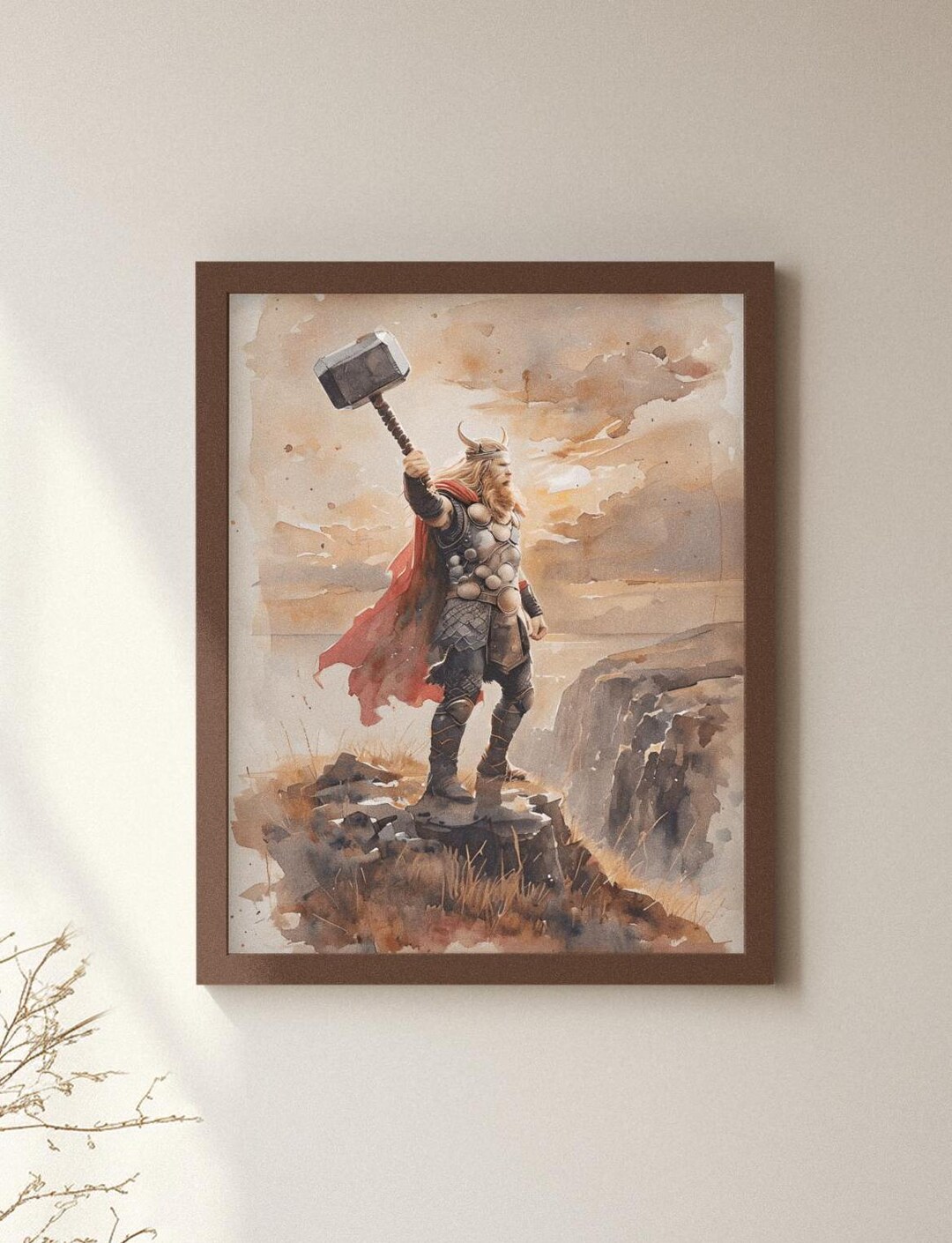 Norse Deity Thor Poster, Mythology Wall Art, Viking Decor, Norse God Art, Thor Illustration ...